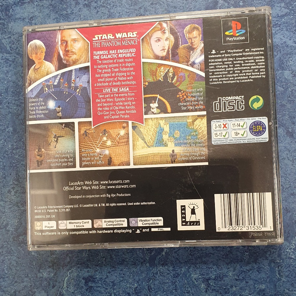 Pre-owned Sony Playstaion 1 Star Wars Episode 1 The Phantom Menace PS1 ...